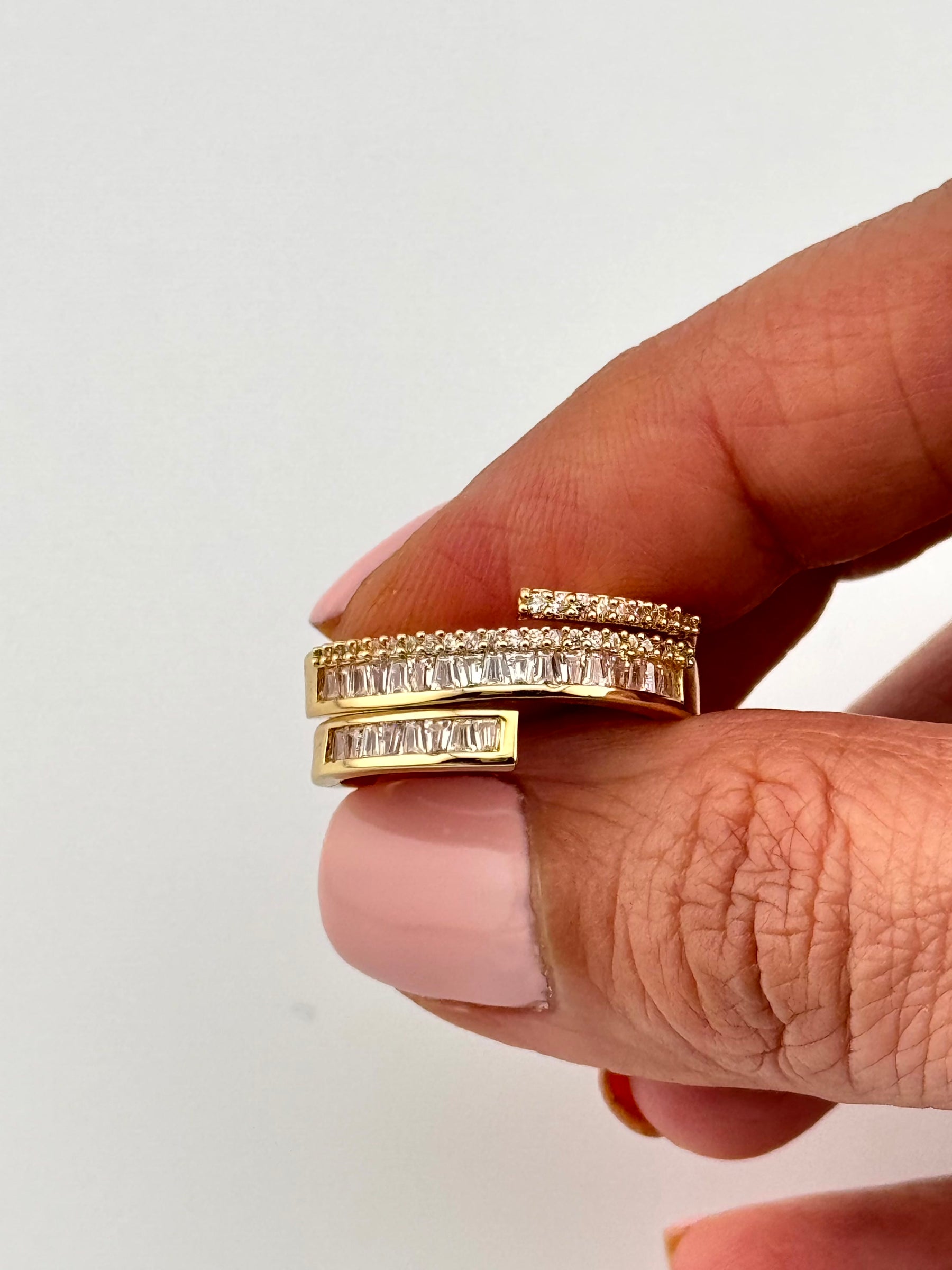 Baguette CZ Bypass Ring in White Gold Plating Effortlessly Stunning ...