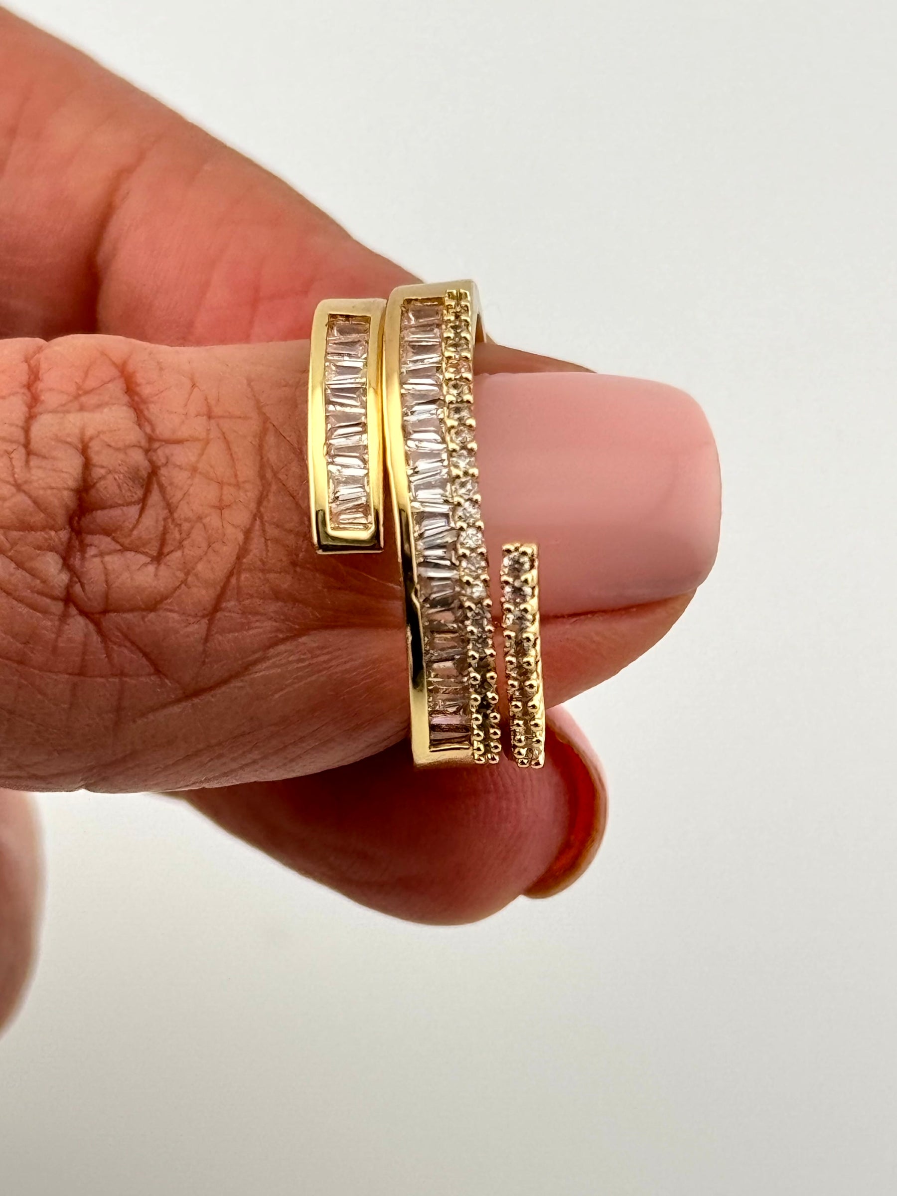 Baguette CZ Bypass Ring in White Gold Plating Effortlessly Stunning ...