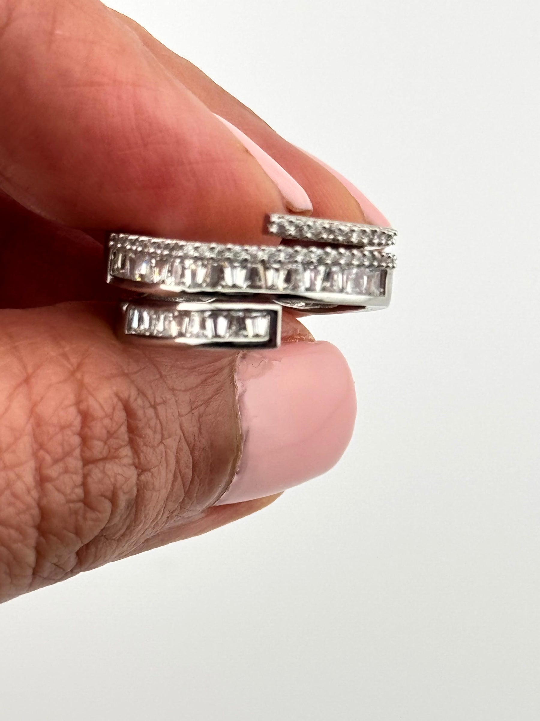 Baguette CZ Bypass Ring in White Gold Plating Effortlessly Stunning ...